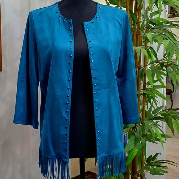 Allison Daley | Jackets & Coats | Allison Daley Fringe And Stud Jacket ...